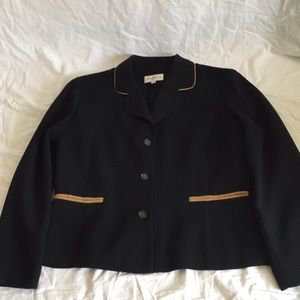 Studio I | Jackets & Coats | Studio Black Blazer With Tan Trim | Poshmark